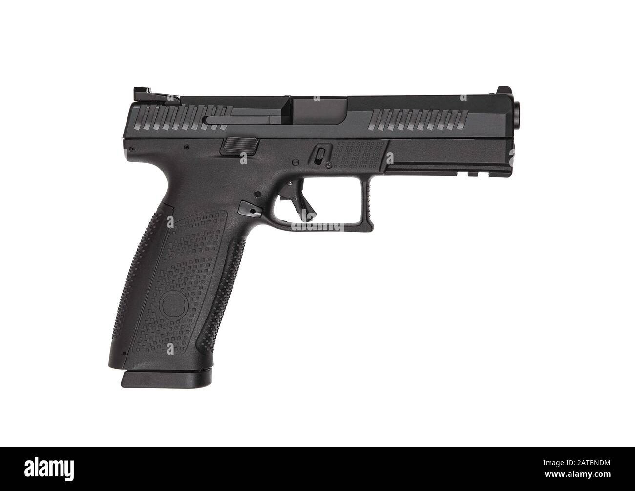 Black gun pistol isolated on white background. Short-barreled weapons ...