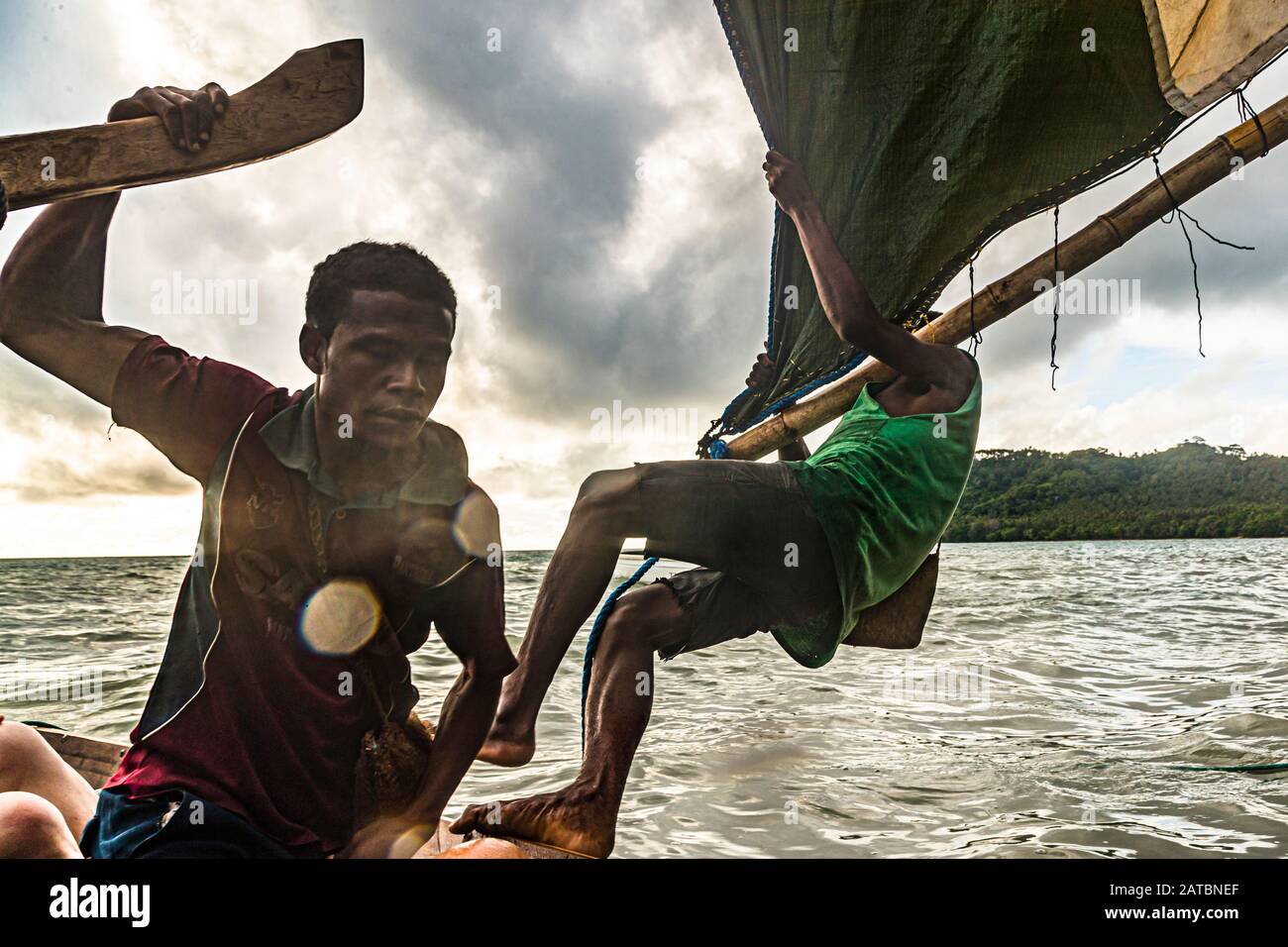 Polynesian style sailing on a Proa (multi-hull outrigger sailboat) in ...
