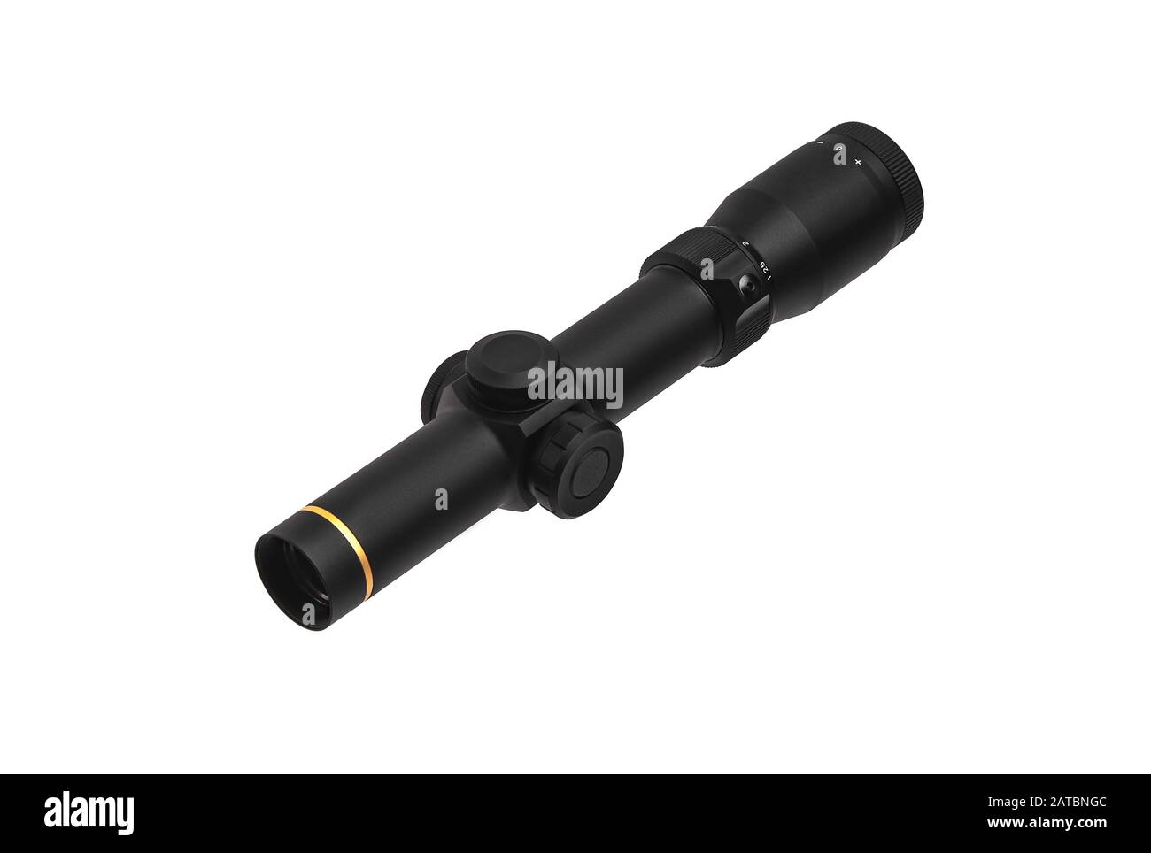 modern black optical scope for weapon isolated on white. sight scope ...