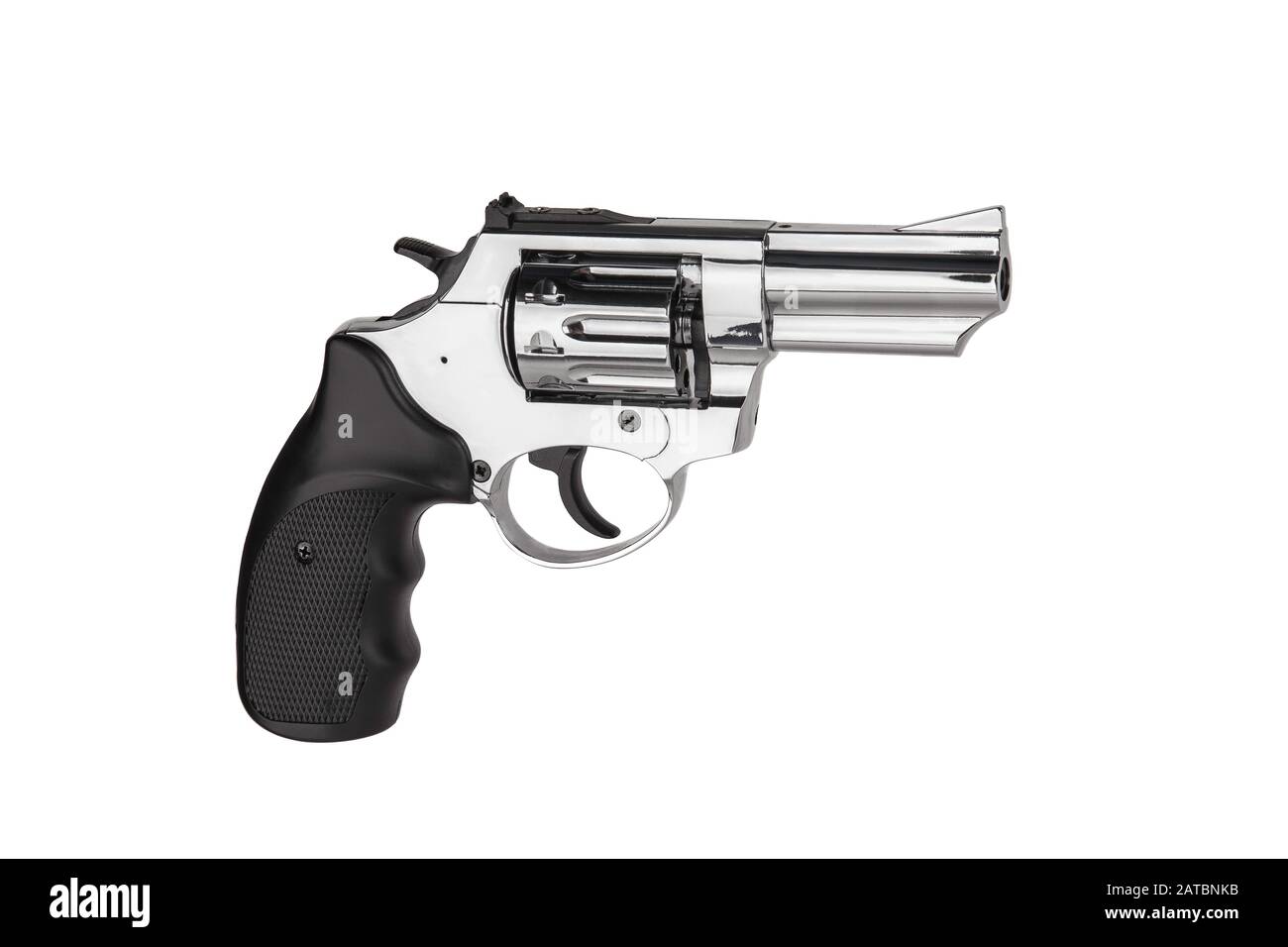 silver gun revolver isolate on white background. Weapons for sports and ...