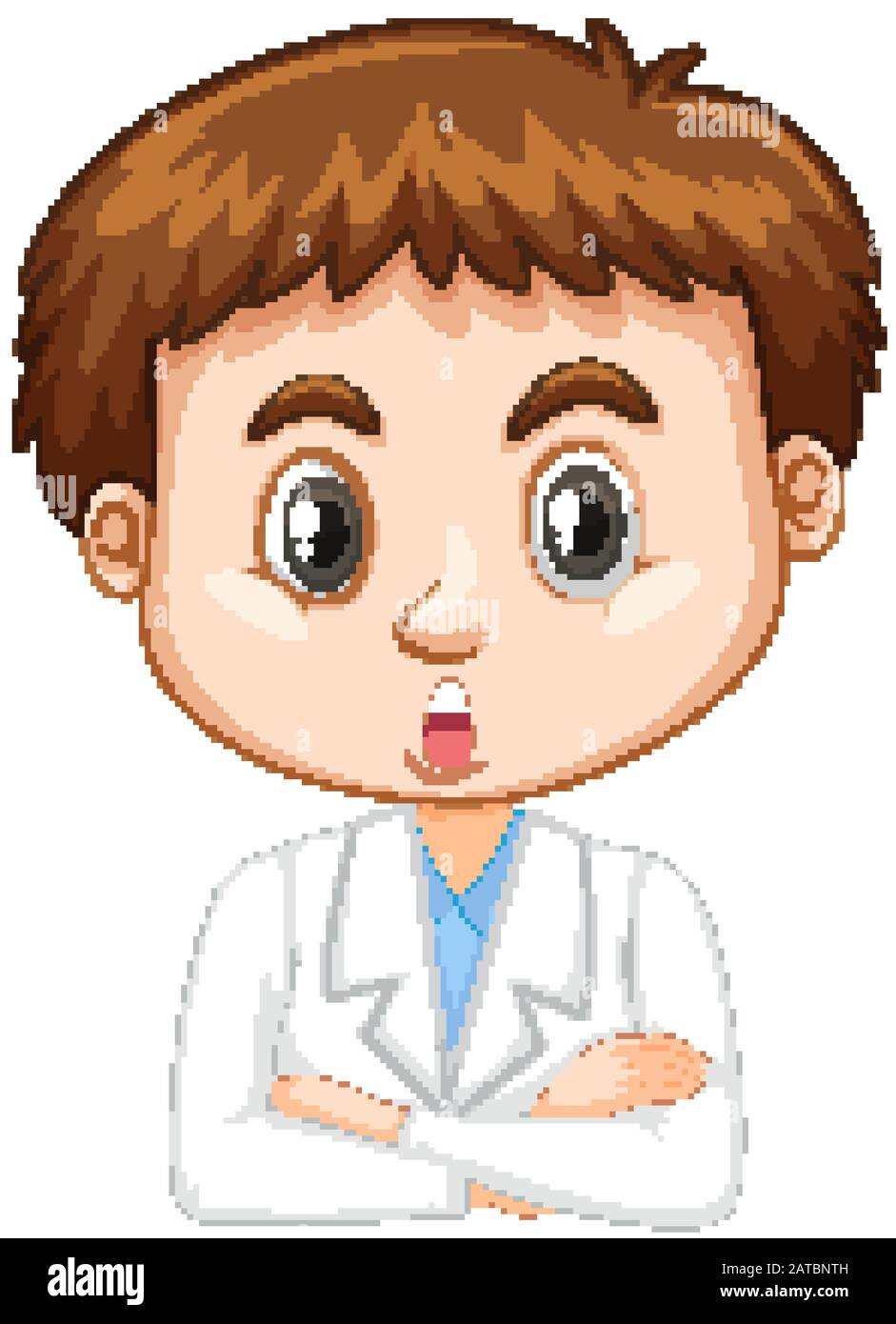 Cute boy in lab gown on white background illustration Stock Vector ...