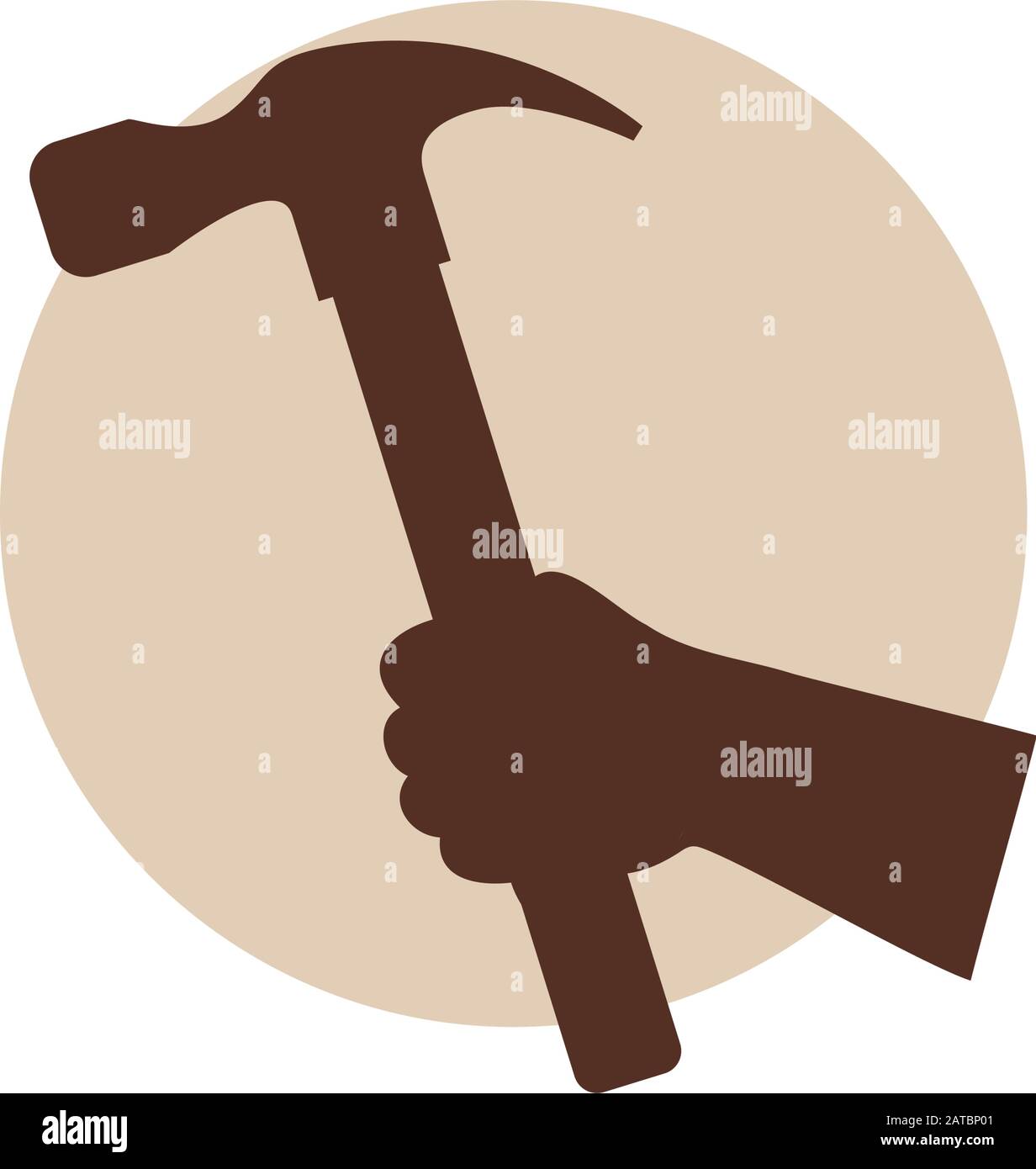 Hand Holding Hammer . Hand with hammer flat line illustration, concept ...