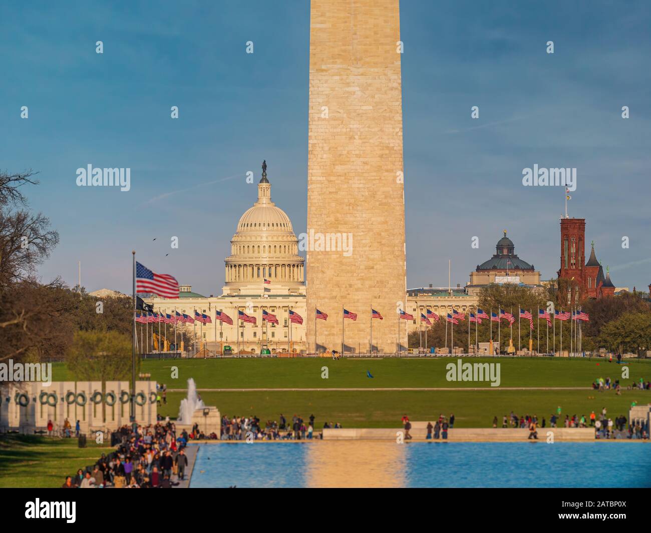 U.S. Capitol Building and Washington Monumen twith mirror reflection in ...
