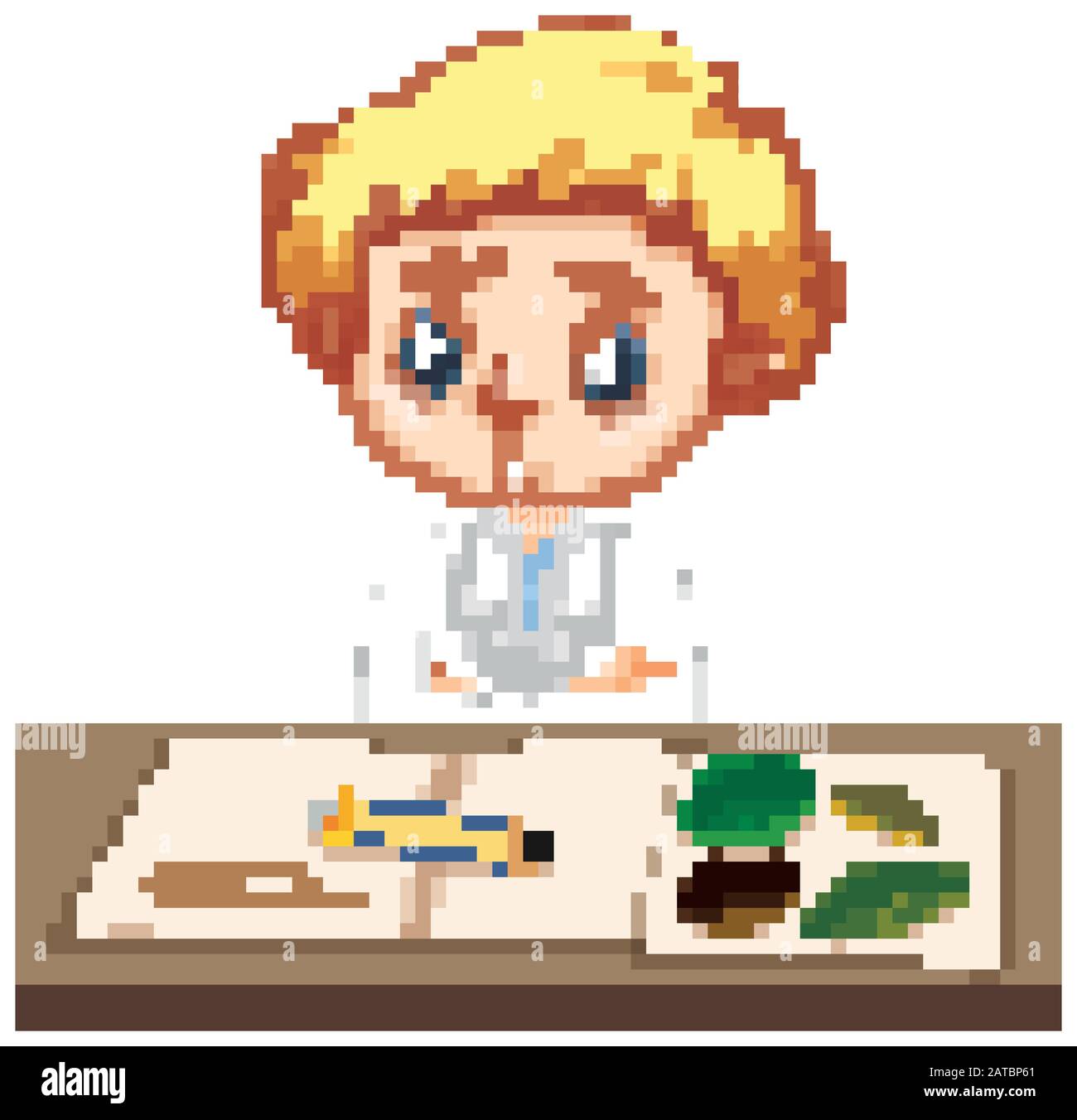 Scientist writing notes on the table illustration Stock Vector Image ...