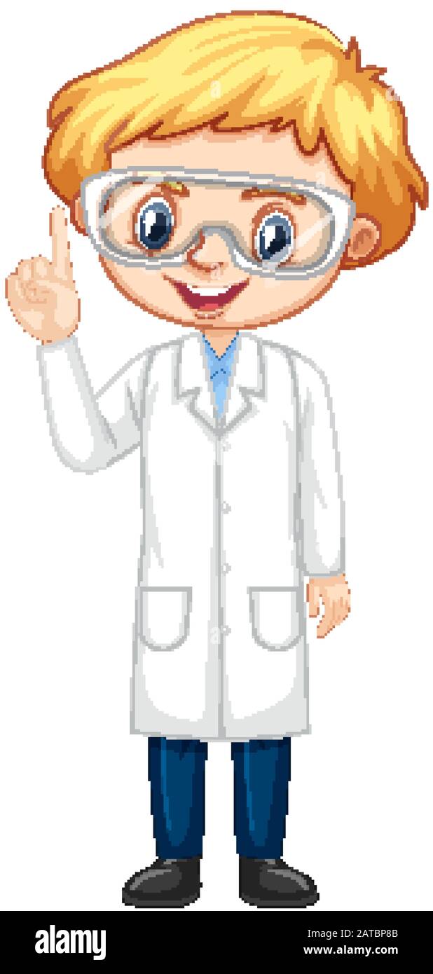 Boy in science gown on white background illustration Stock Vector Image ...