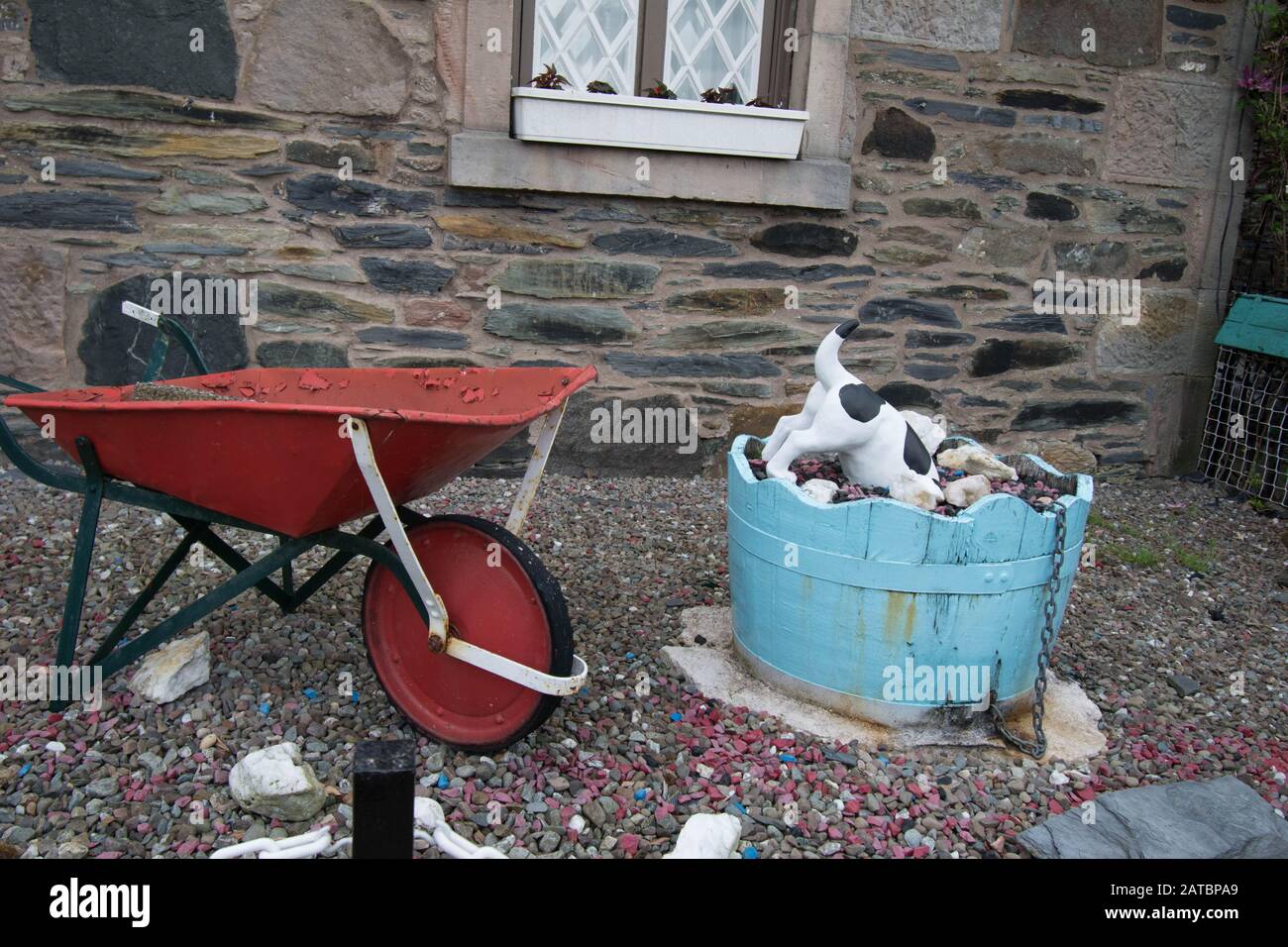 Red Wheel barrow Luss Scotland Stock Photo - Alamy