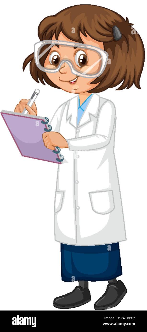 Girl in science gown on isolated background illustration Stock Vector ...