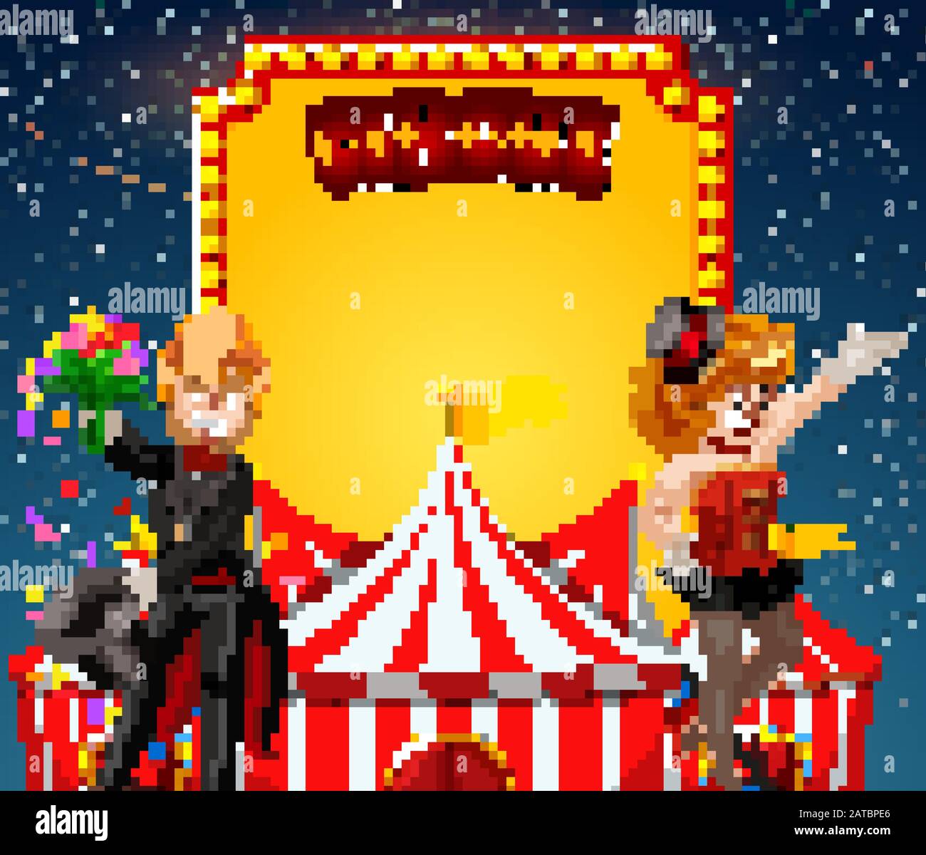 Circus Sign Template With Magicians Doing Show Illustration Stock circus-sign-template-with-magicians-doing-show-illustration-stock