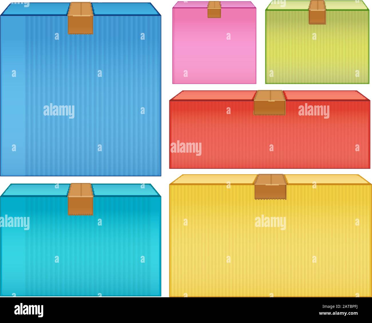Different sizes of cardboard boxes in many colors illustration Stock ...