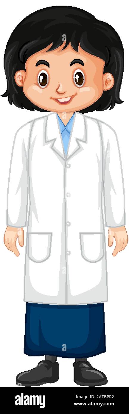 Girl in science gown on white background illustration Stock Vector ...
