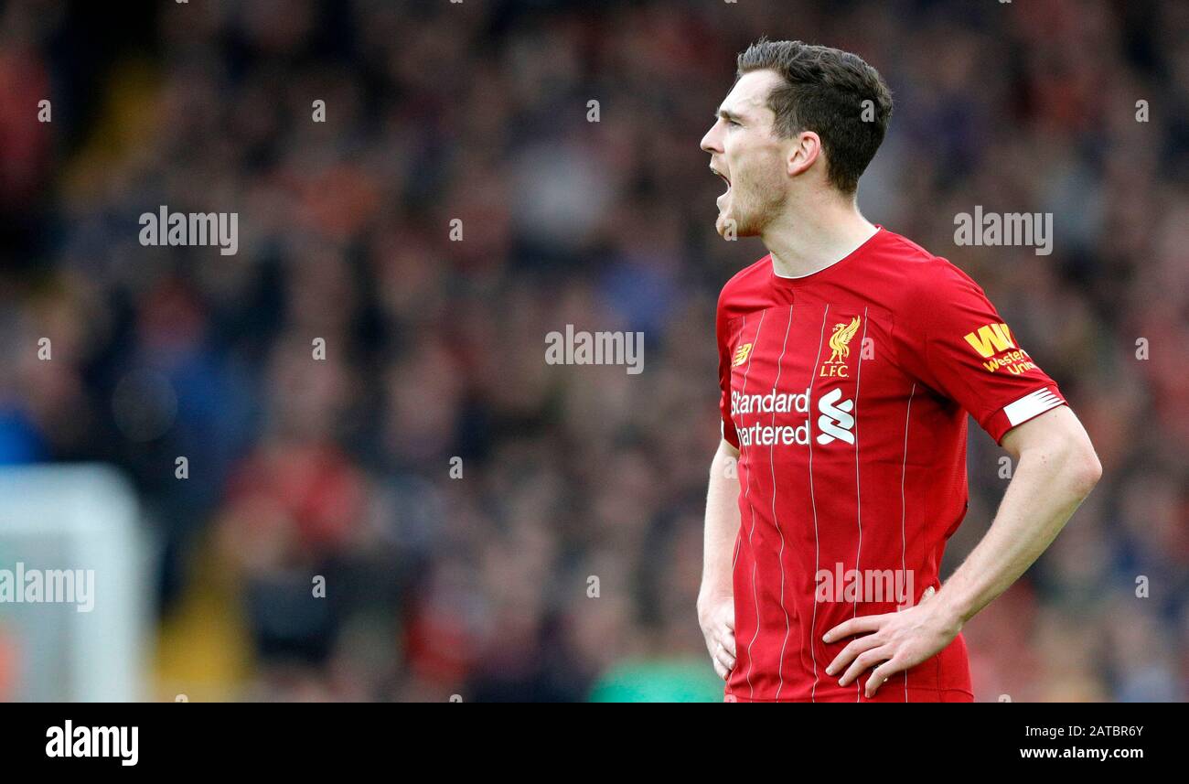 Liverpool's Andrew Robertson during the Premier League match at Anfield ...