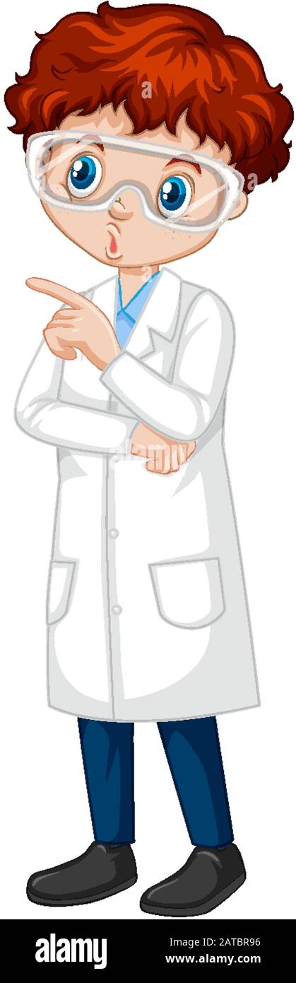 Boy in science gown on white background illustration Stock Vector Image ...