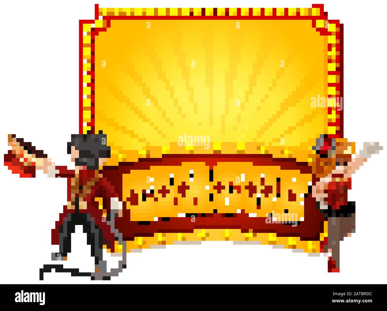 Circus sign template with yellow background and red ribbon illustration ...