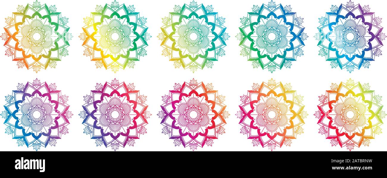 Mandala patterns in rainbow color illustration Stock Vector Image & Art ...