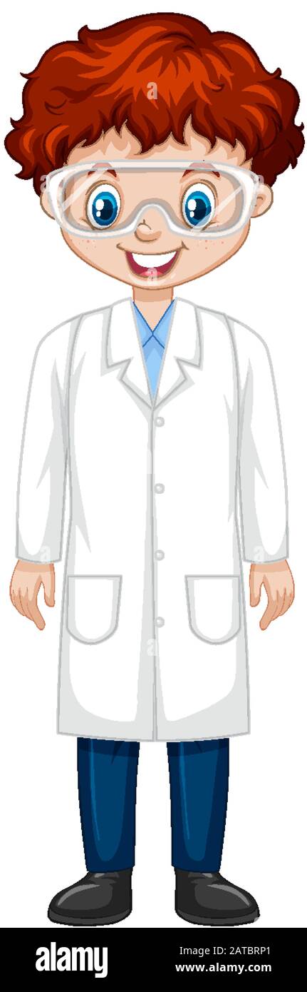 Boy in science gown on white background illustration Stock Vector Image ...