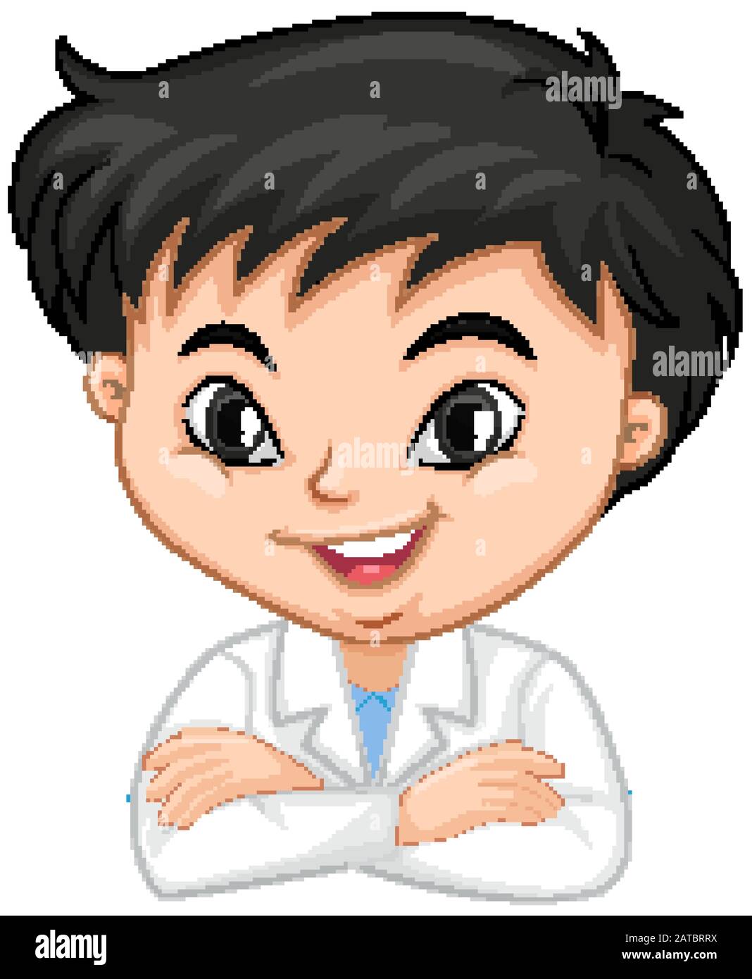 Boy in science gown on isolated background illustration Stock Vector ...