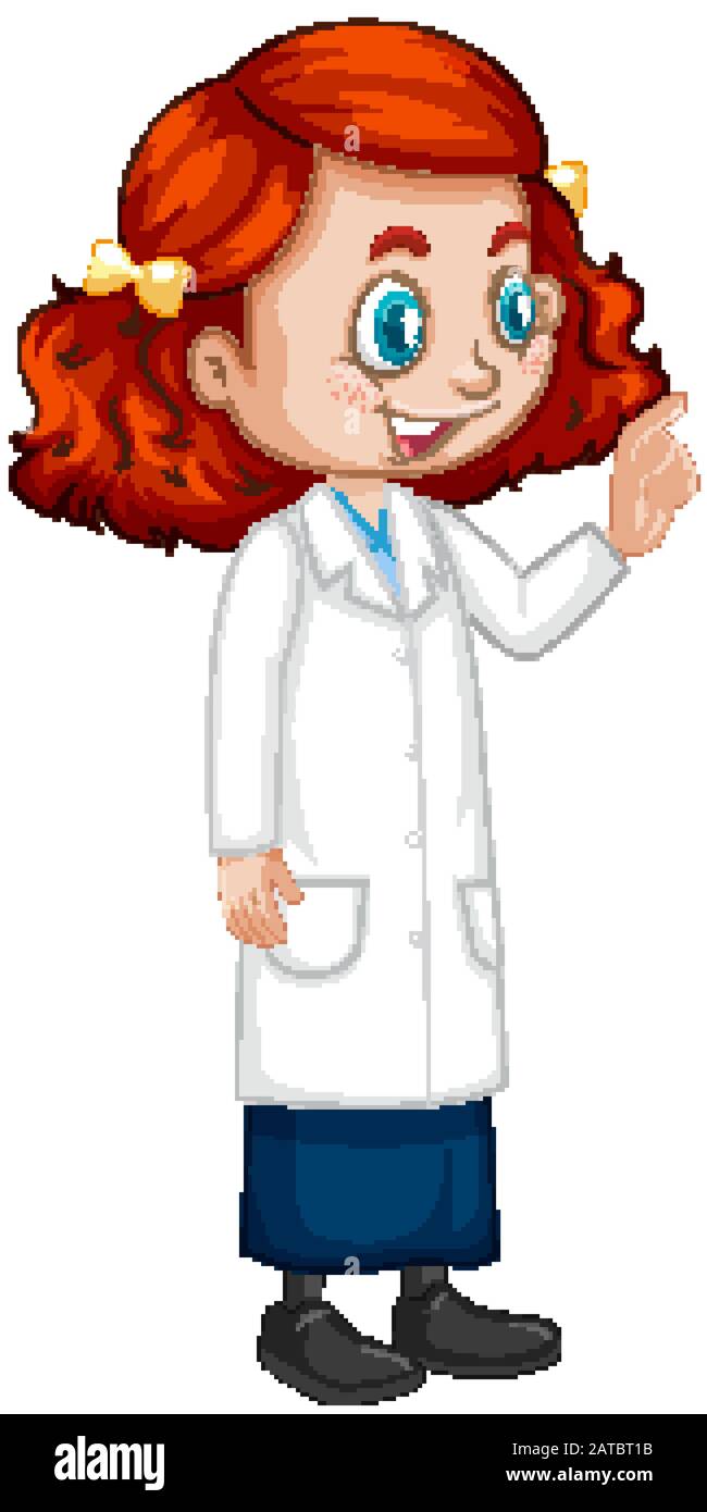 Girl in science gown on white background illustration Stock Vector ...