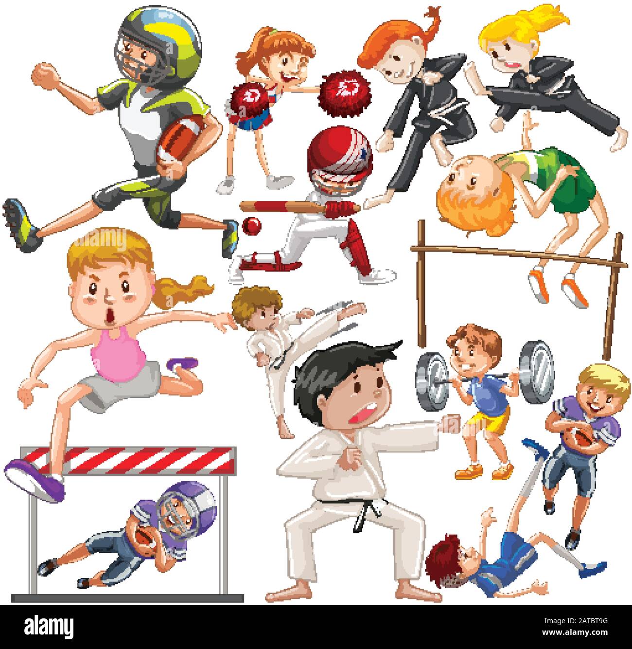 Set of many people doing different sports illustration Stock Vector ...