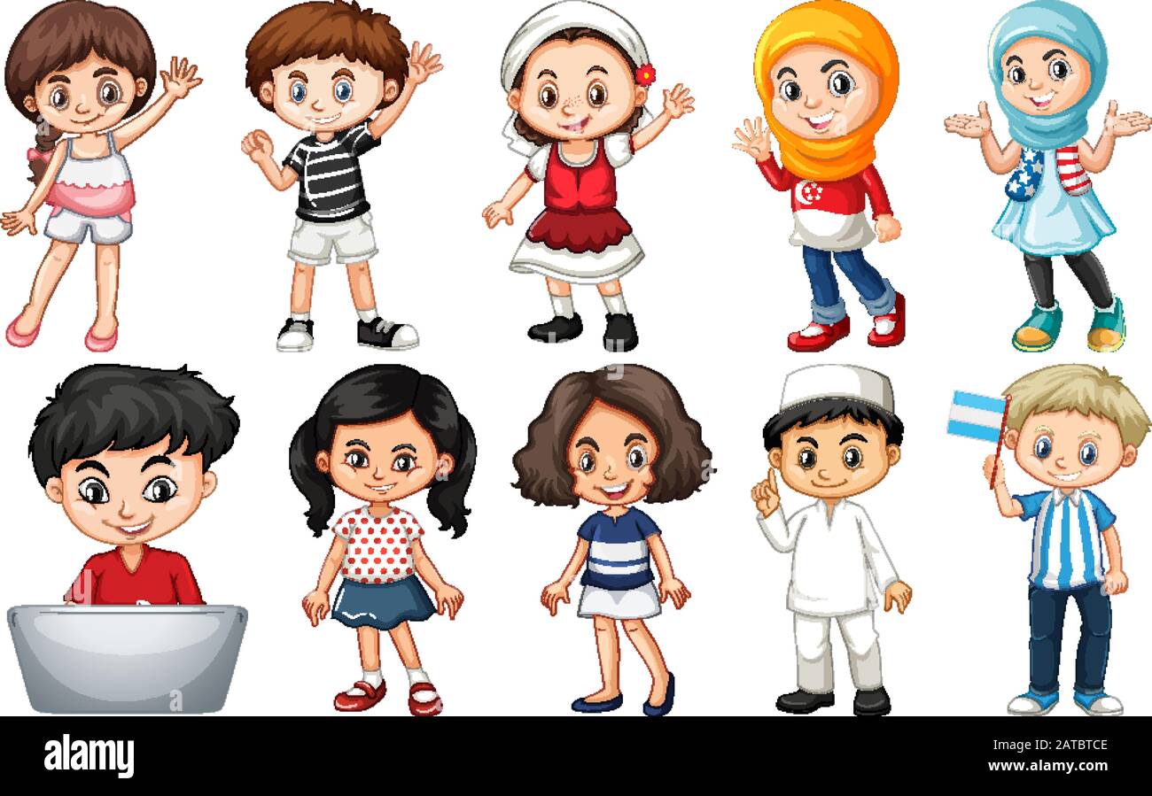 Set of children from different countries illustration Stock Vector ...