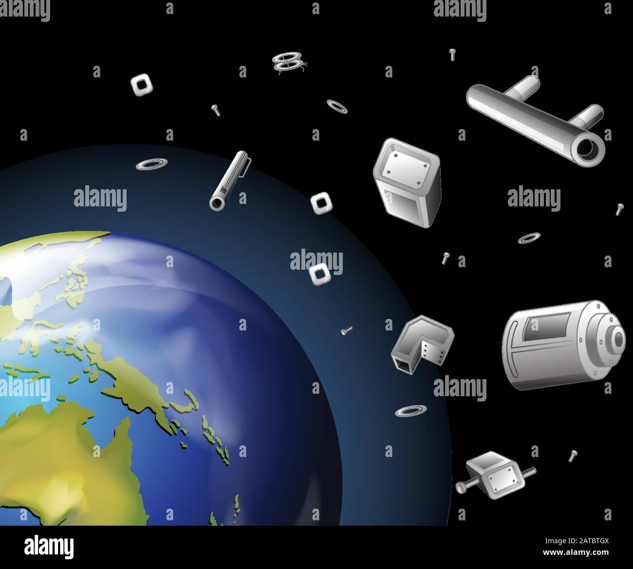 Planet earth and space and junk Stock Vector Images - Alamy