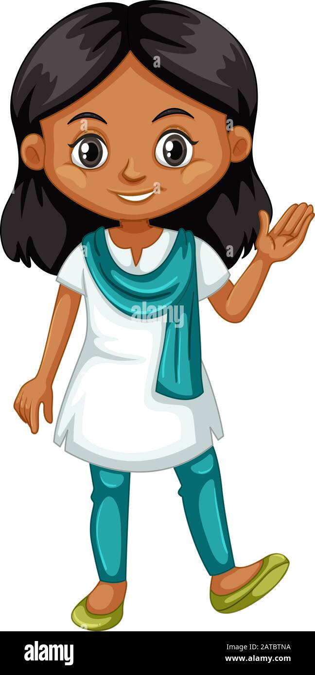 Indian girl waving hand on white background illustration Stock Vector ...