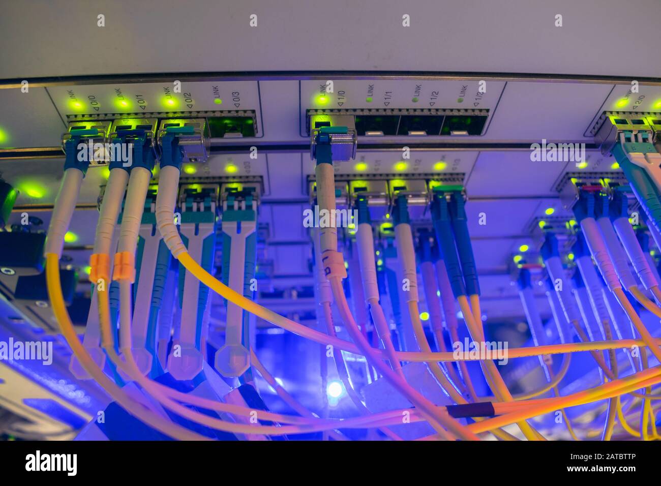 Modern datacenter. The interfaces of the central router are in the ...