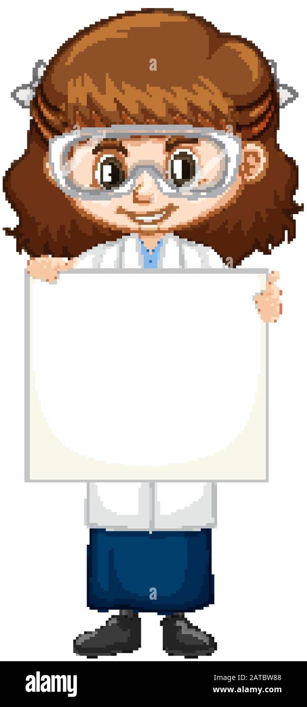Cute girl in science gown on white background illustration Stock Vector ...