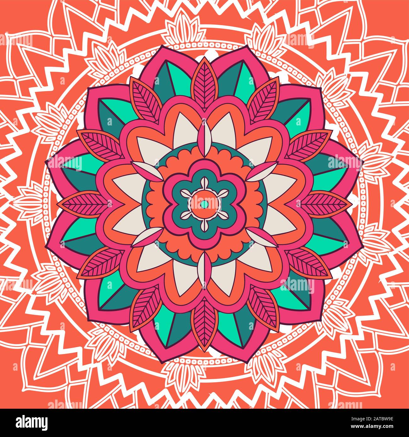 Mandala patterns on orange background illustration Stock Vector Image ...