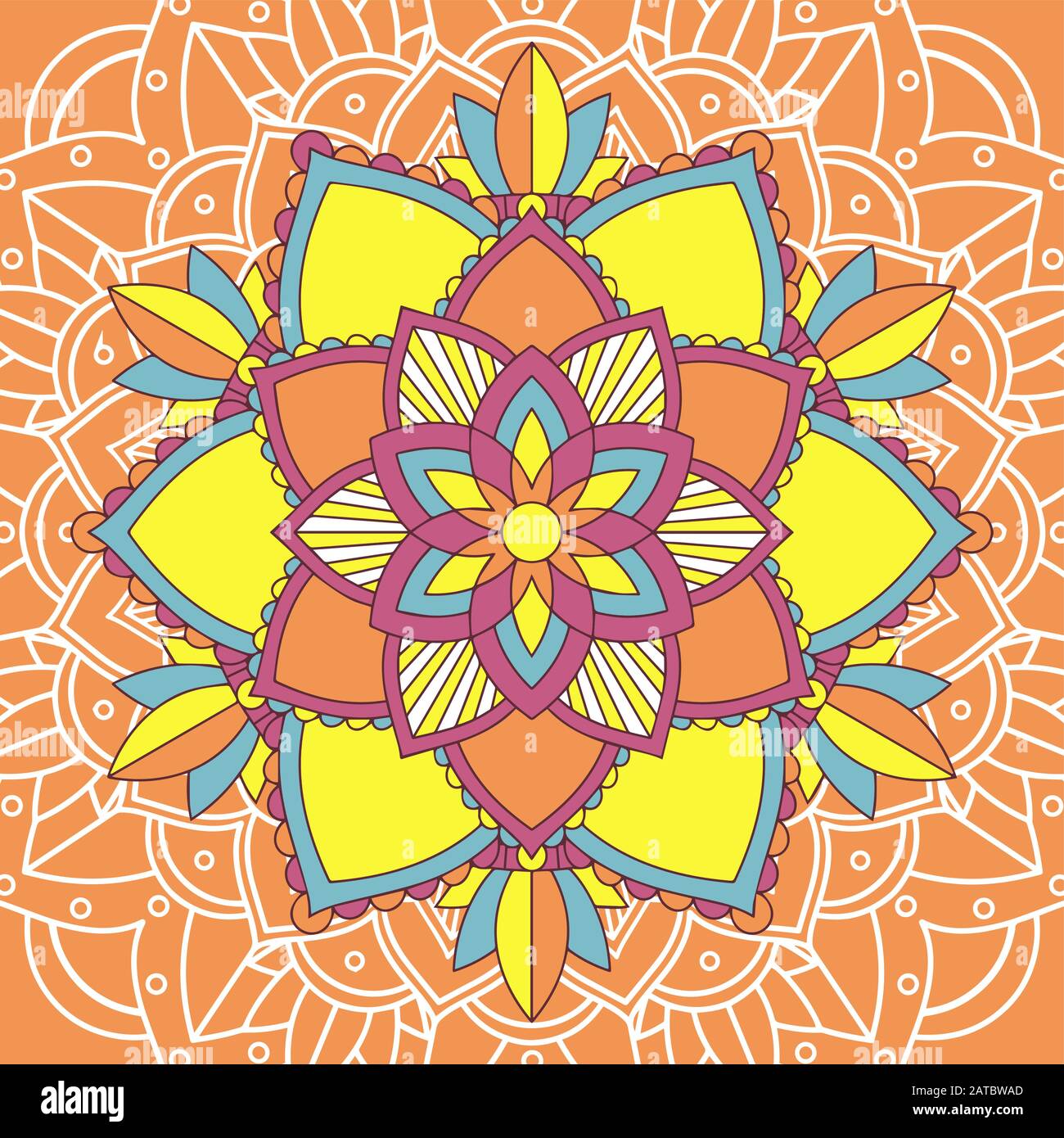 Mandala patterns on orange background illustration Stock Vector Image ...