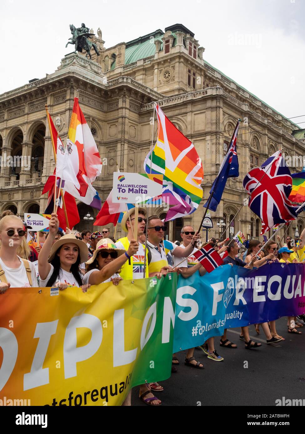 EuroPride 2019 parade in Vienna by the Opera House Stock Photo - Alamy