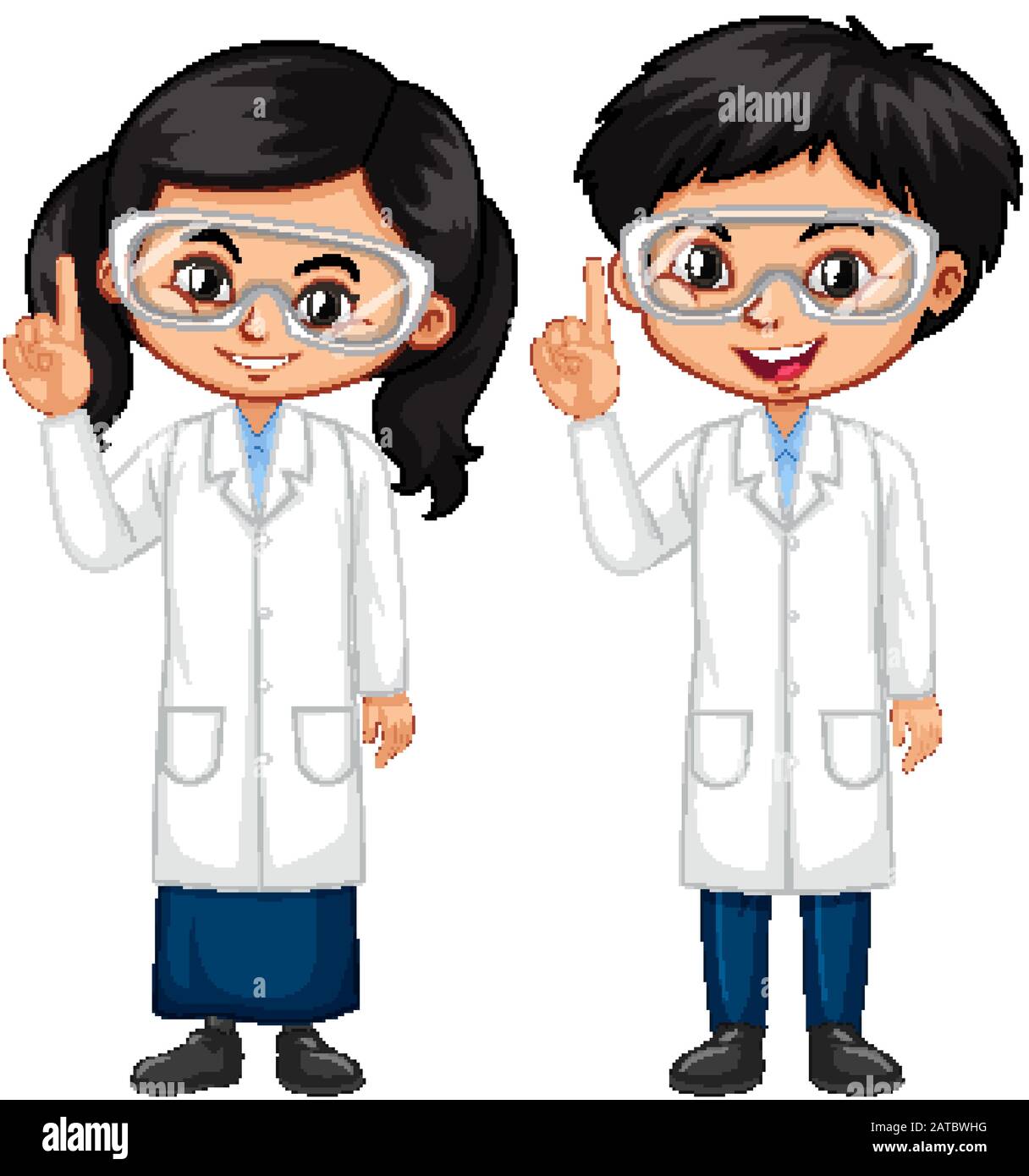 Boy and girl wearing science gown illustration Stock Vector Image & Art ...