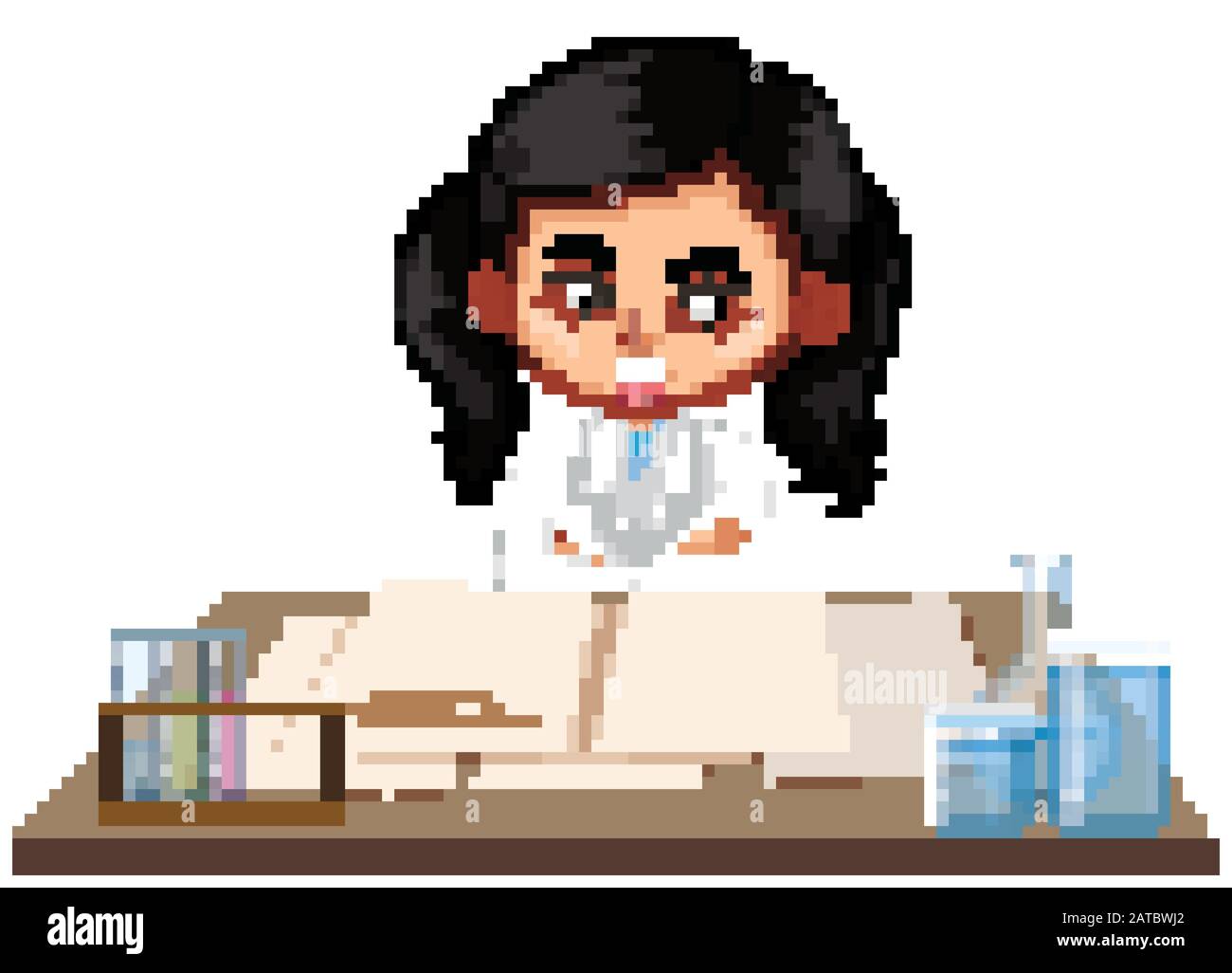 Science student working on the desk illustration Stock Vector Image ...