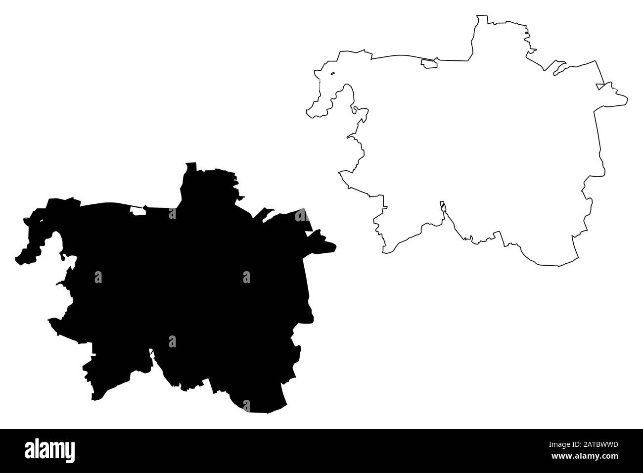 Hanover City (Federal Republic of Germany, Lower Saxony) map vector ...