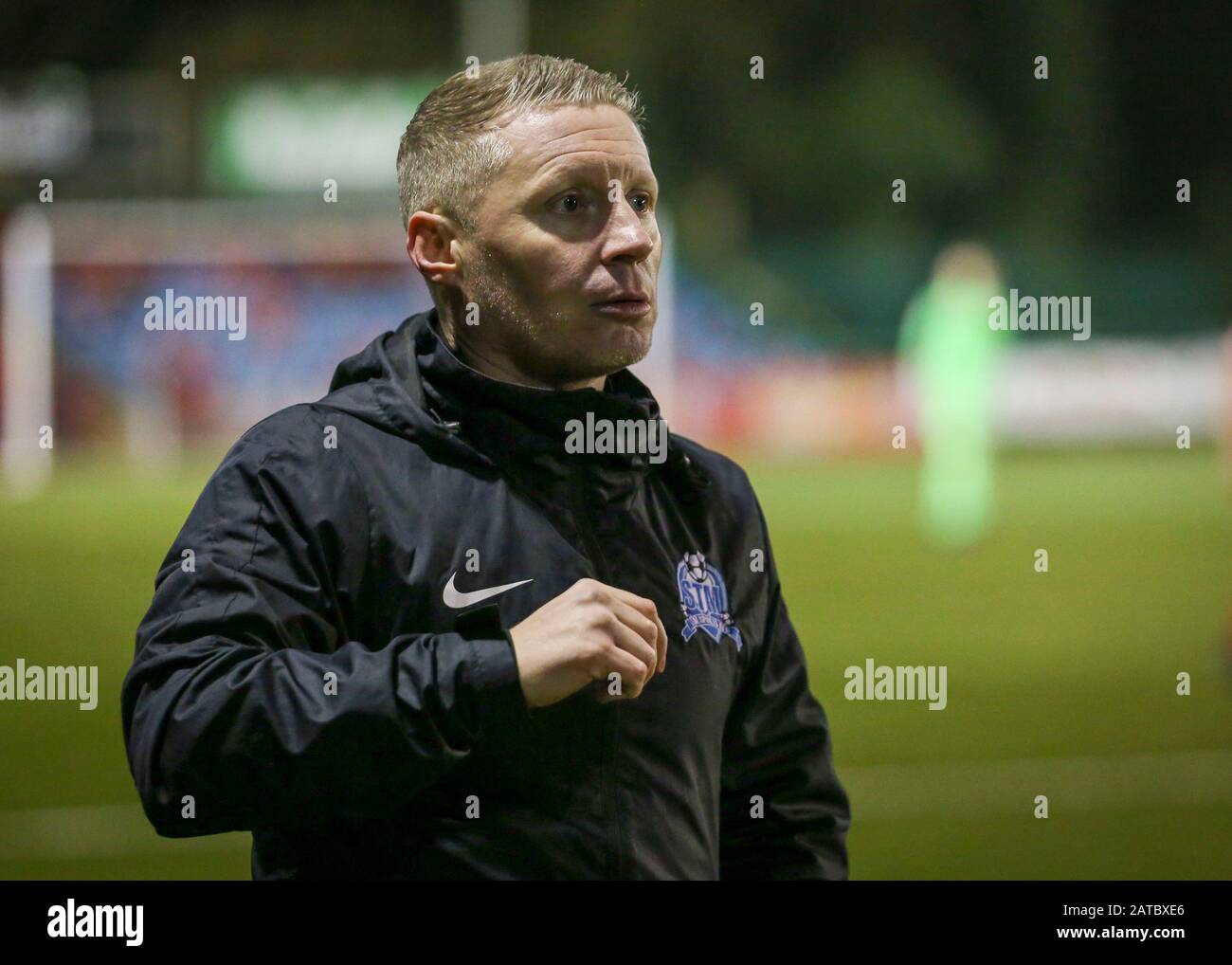 NEWTOWN, UK. 01st Feb, 2020. STM Sports coach Dale Gardner on the ...