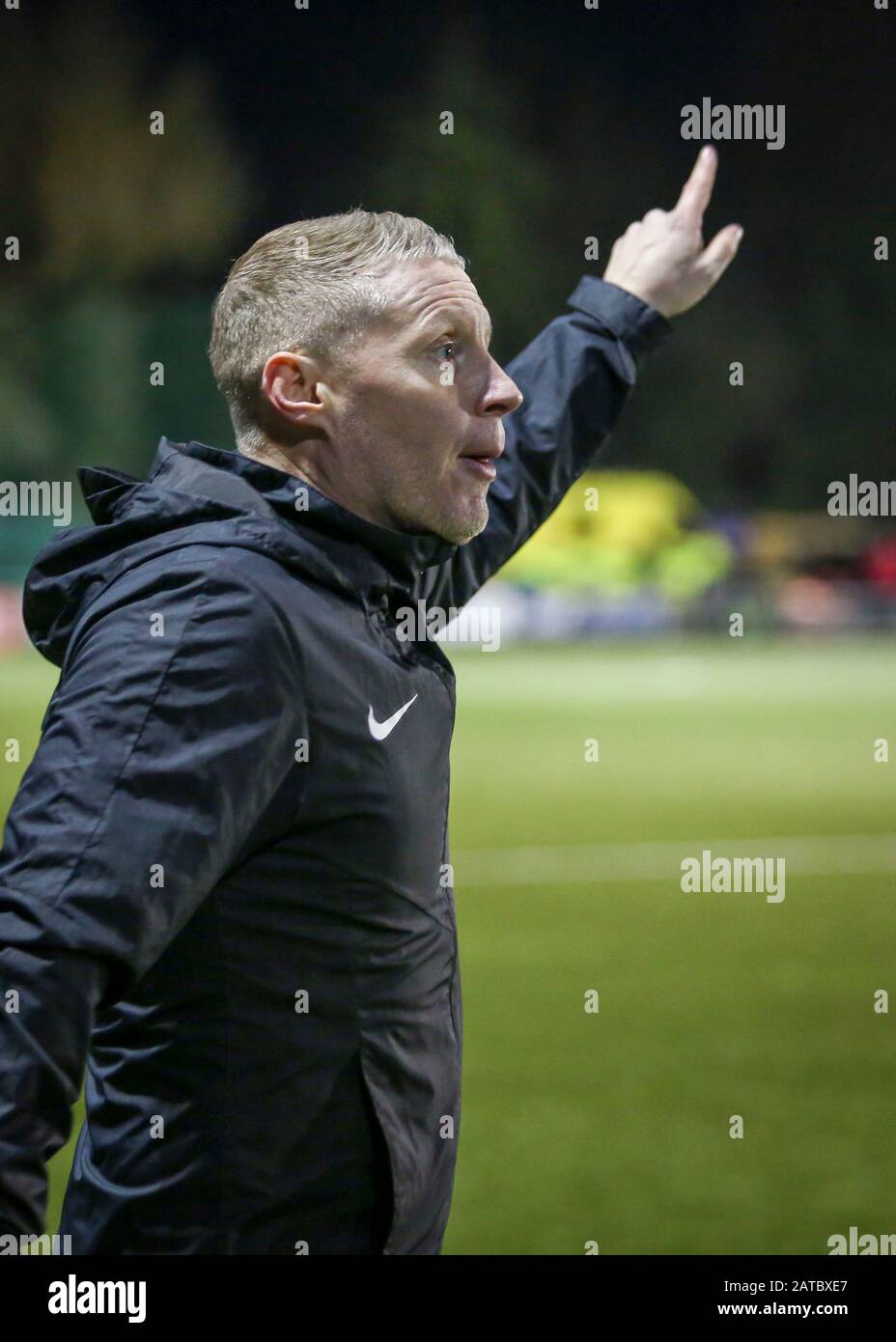 NEWTOWN, UK. 01st Feb, 2020. STM Sports coach Dale Gardner on the ...