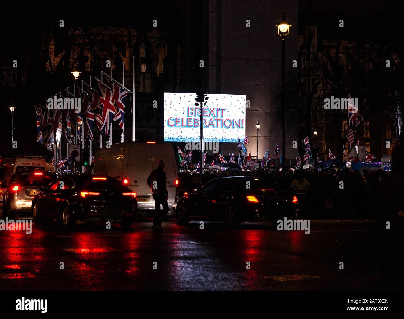 Brexit supporters celebrating at Parliament Square, London, England, UK ...