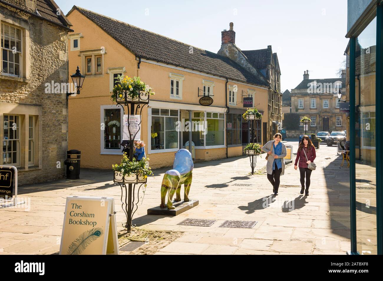 A sunlit High Street in Corsham Wiltshire England UK Stock Photo - Alamy