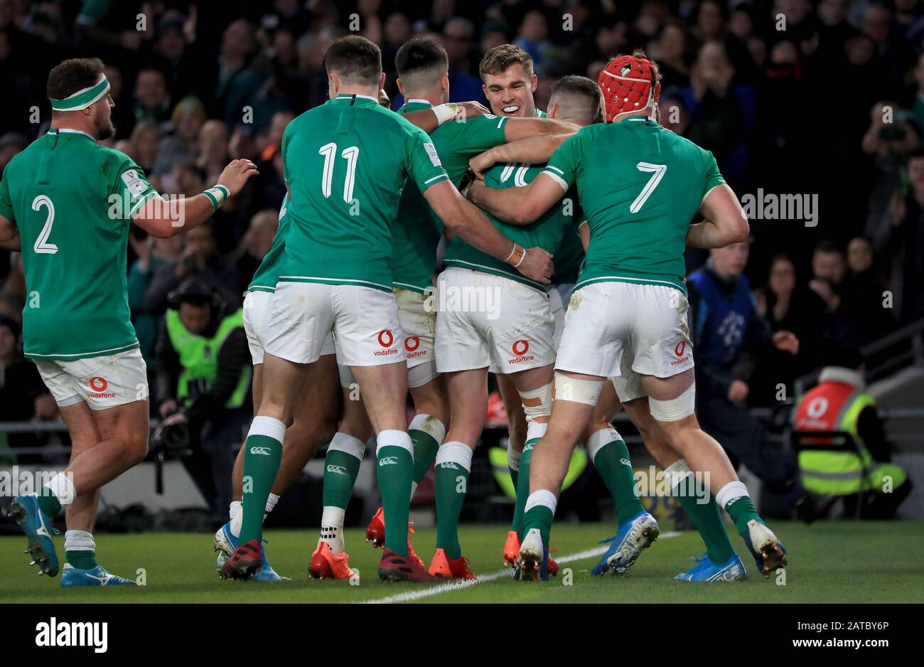Irelands Johnny Sexton Scores The First Try During The Guinness Six
