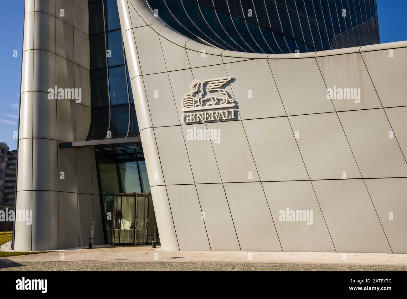 MILAN, ITALY - JANUARY 31, 2020: Skyscraper Generali Tower designed by ...