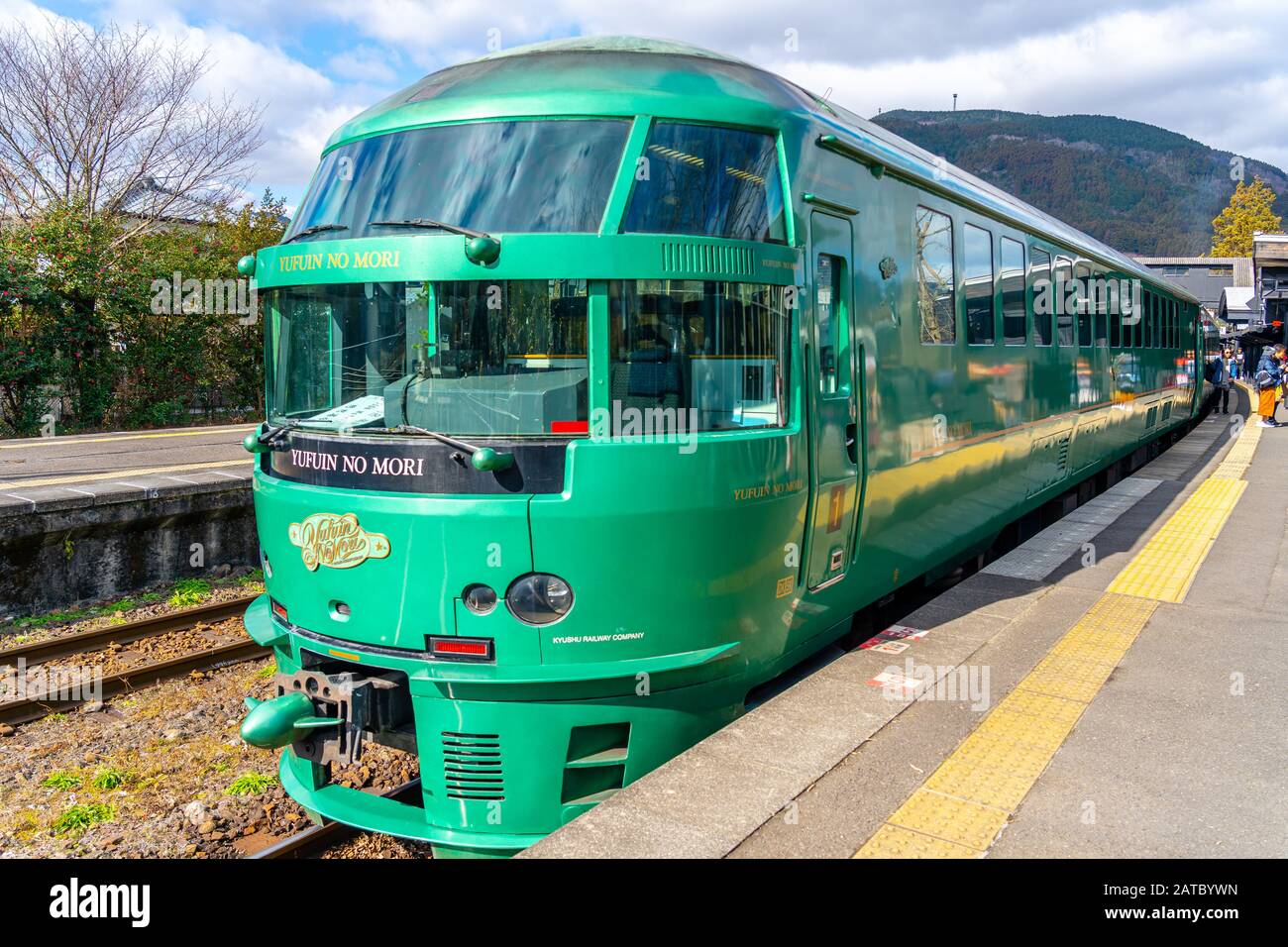 Yufuin no Mori limited express train, operated by Kyushu Railway Company (JR Kyushu). A resort ...