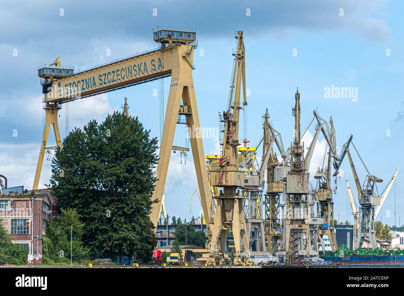 Szczecin shipyard-Stocznia Szczecinska. Poland. 08-28-2017. Ports of ...