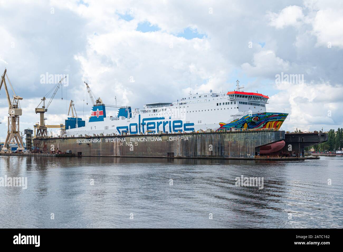 Szczecin shipyard-Stocznia Szczecinska Gryfia. Poland. 08-28-2017 ...