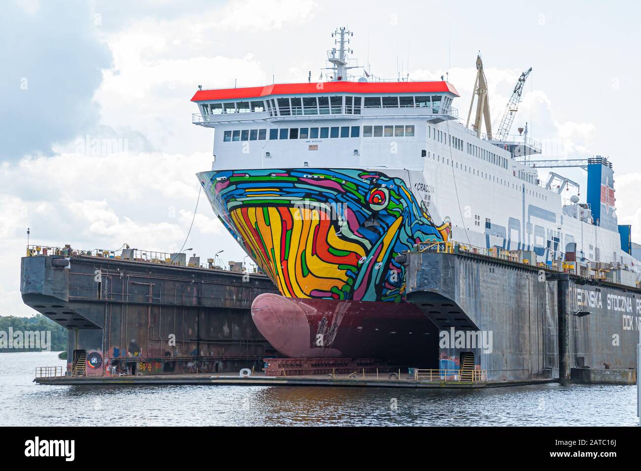 Szczecin shipyard-Stocznia Szczecinska Gryfia. Poland. 08-28-2017 ...