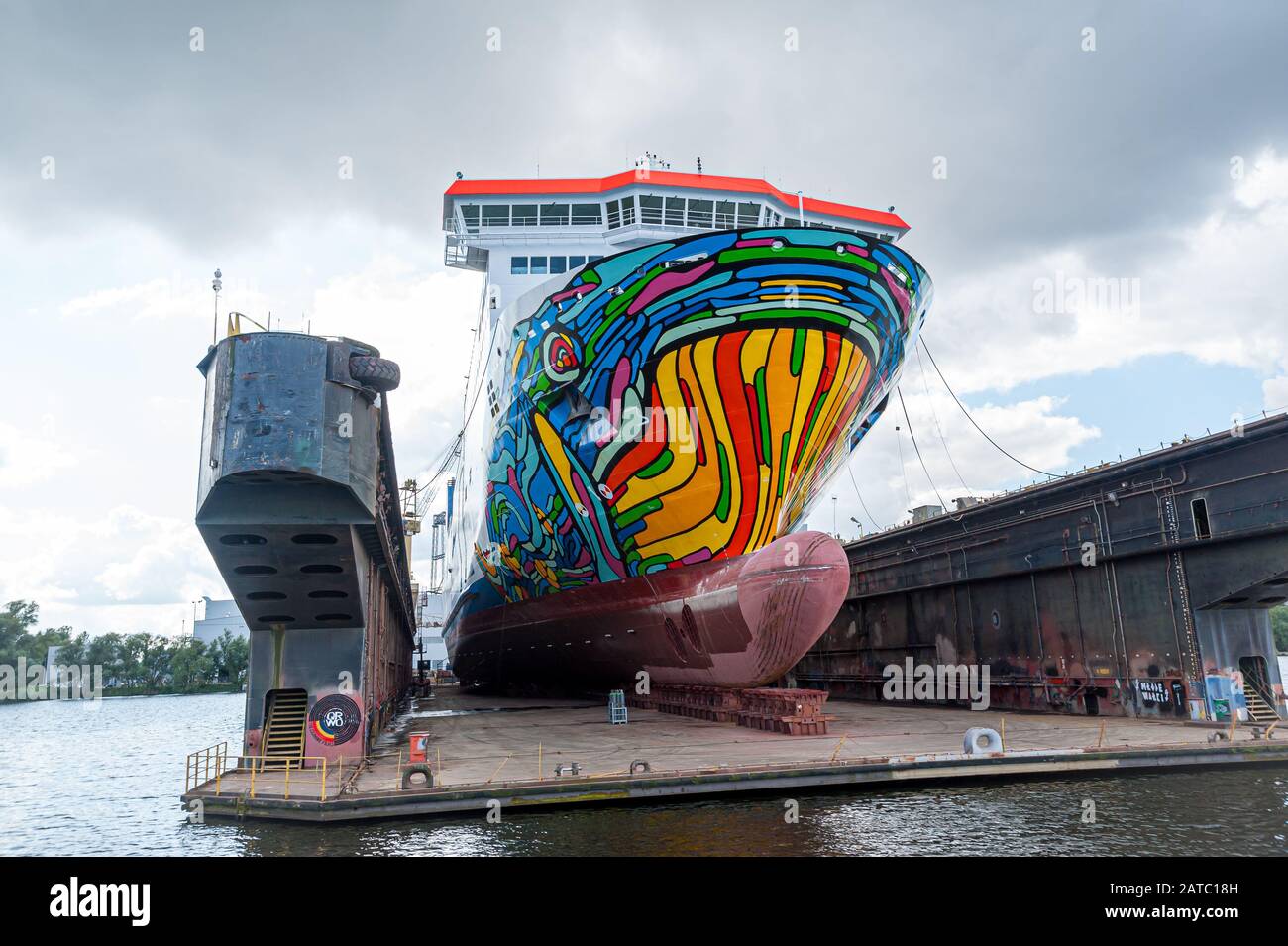 Szczecin shipyard-Stocznia Szczecinska Gryfia. Poland. 08-28-2017 ...