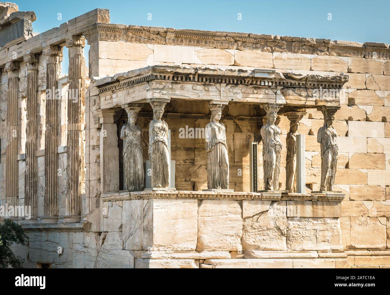 Erechtheion temple with Caryatid Porch on the old Acropolis, Athens ...