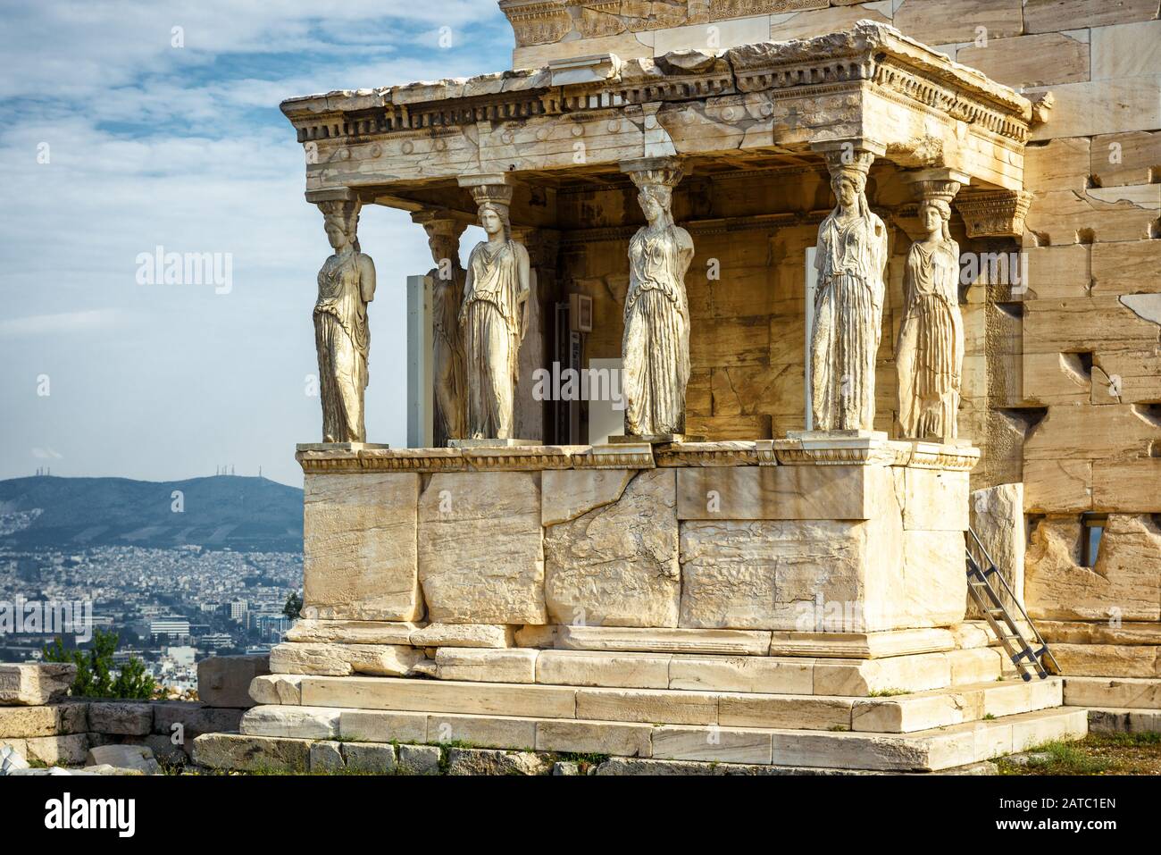 Caryatid Porch of Erechtheion on the Acropolis of Athens, Greece ...