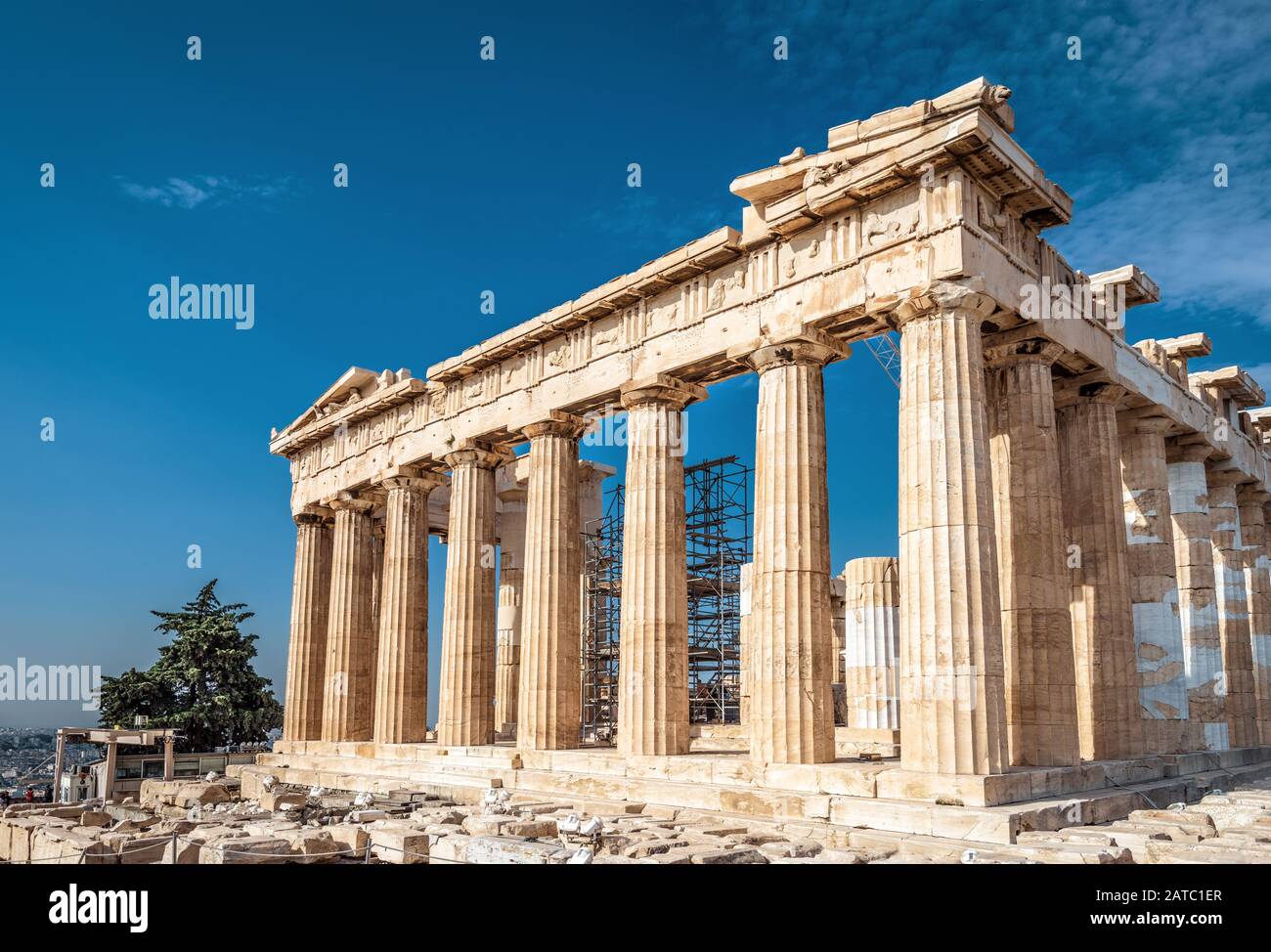 Parthenon on the Acropolis of Athens, Greece. Ancient Greek Parthenon is a top landmark of ...