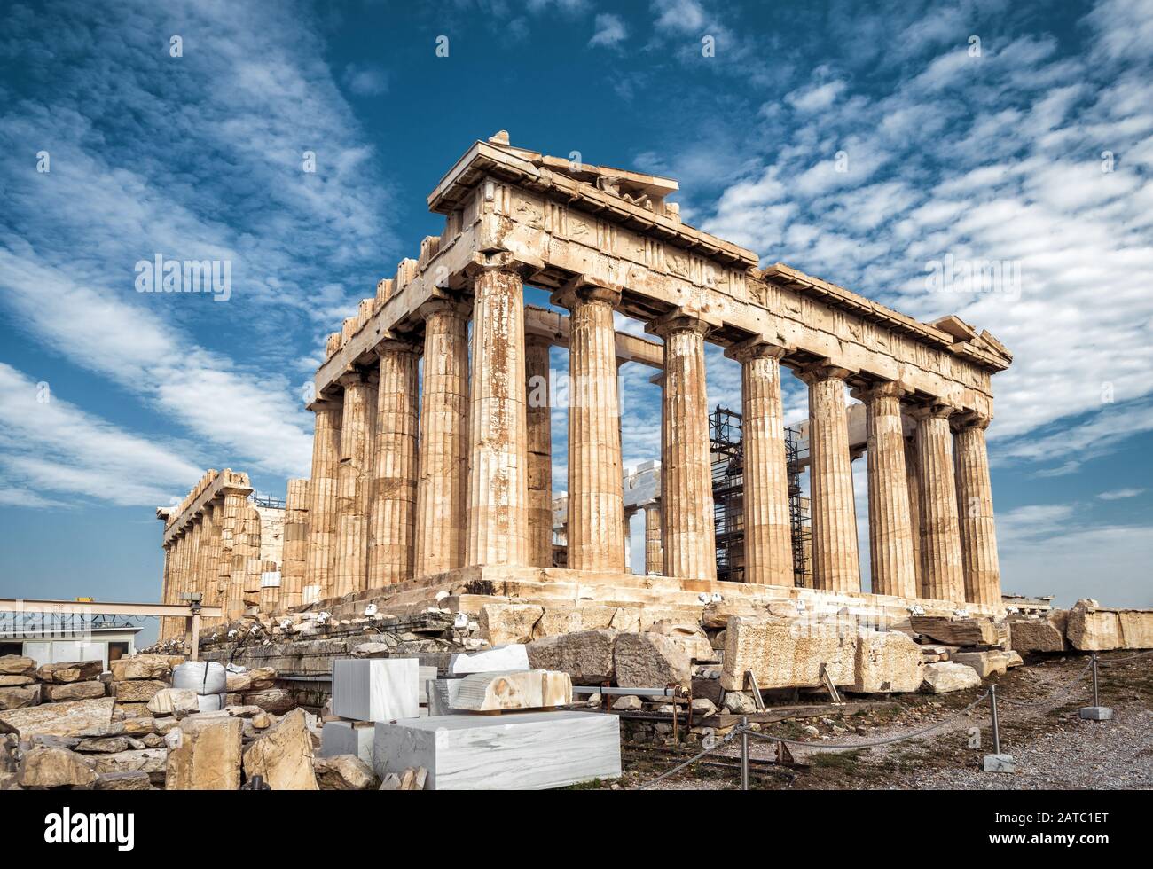 Parthenon on the Acropolis of Athens, Greece. Ancient Greek Parthenon is the main landmark of ...