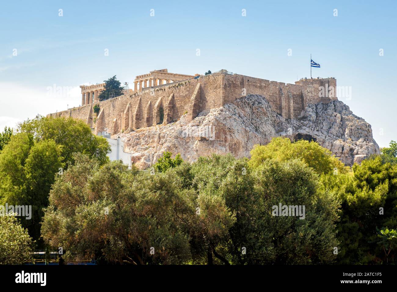 Acropolis of Athens in summer, Greece. It is a top landmark of old ...