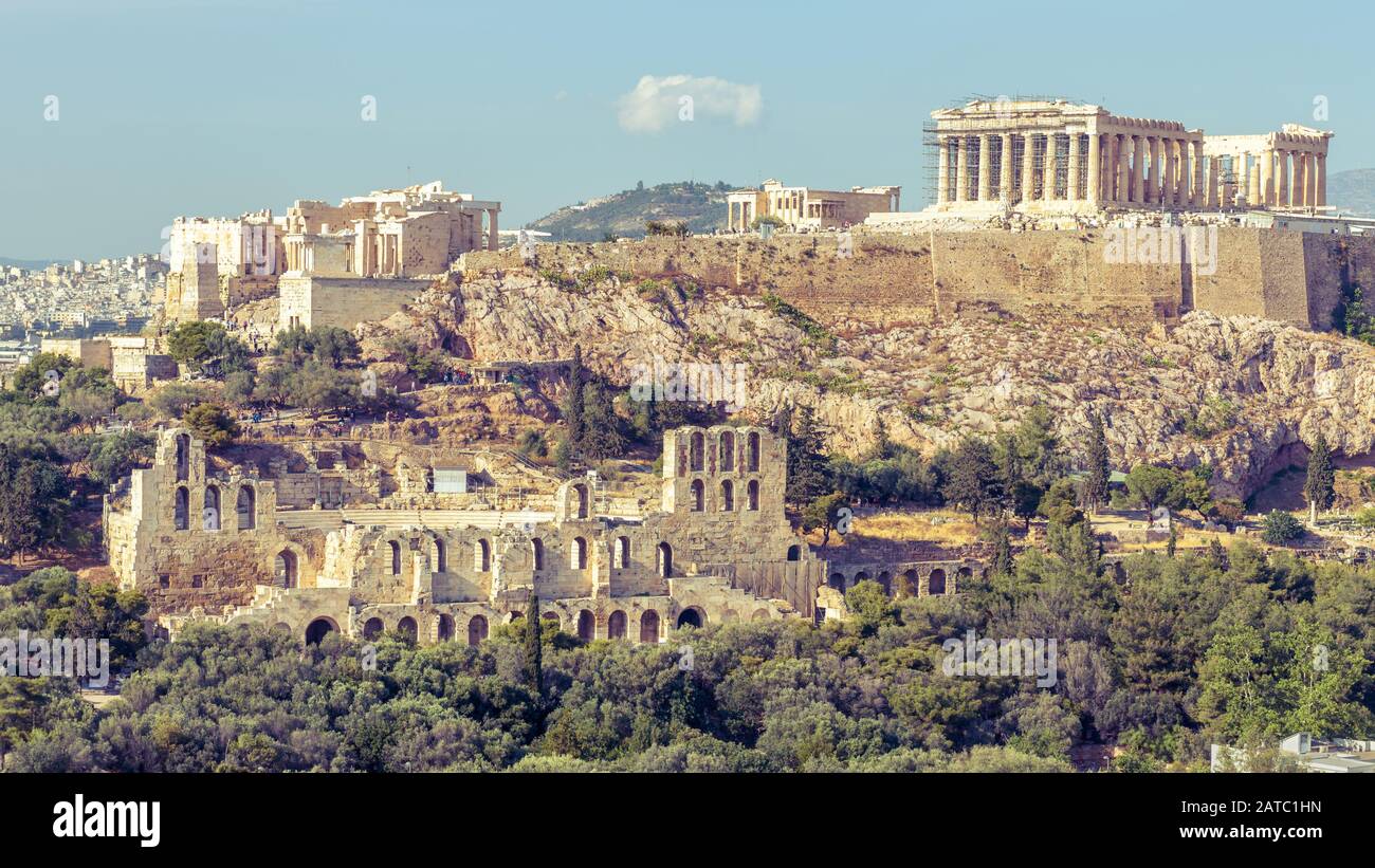 Acropolis with famous Parthenon, Athens, Greece. It is top landmark of ...